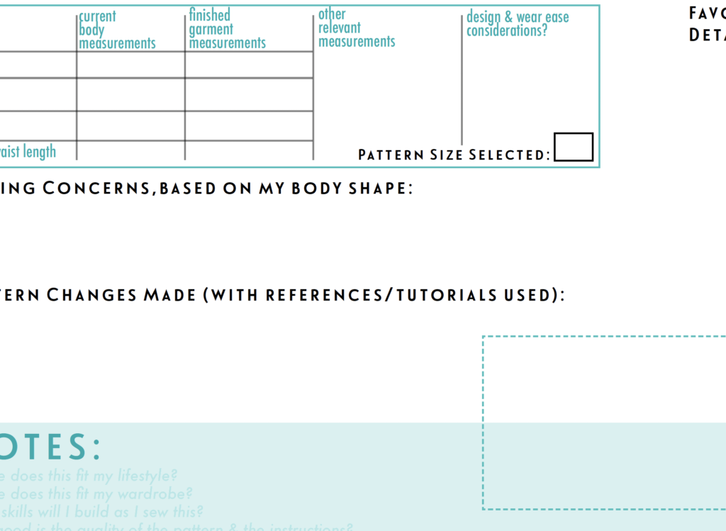 Printable Sewing Project Log - League of Dressmakers